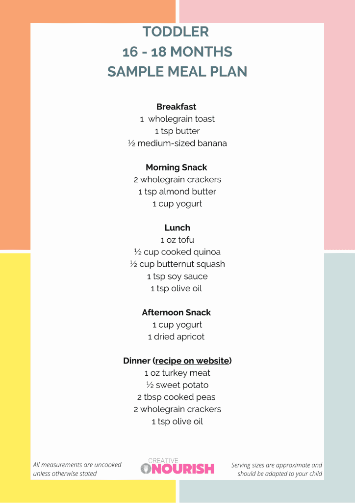 Toddler 16-18 Month Sample Meal Plan - Creative Nourish