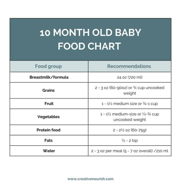 10 Months Old Baby Food & Diet Chart - Creative Nourish