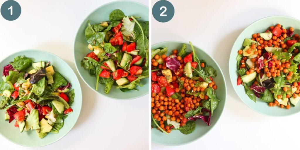 Roasted Chickpeas Salad with Avocado, Spinach & Cucumber - Creative Nourish